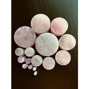 Lobal Domination PAIR of Rose Quartz Organic Stone Plugs Gauges - up to 38mm available! (1&3/8" (35mm))
