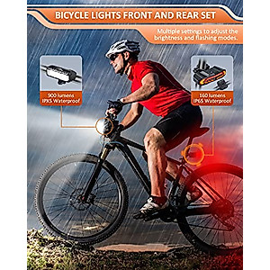 ONVIAN Rechargeable Bike Light Front and Rear Set for Night Riding, Ultra Bright Bicycle Headlight and Bike Tail Light Turn Signals with Bike Alarm, Waterproof Bike Accessories for Adult Kids Cycling