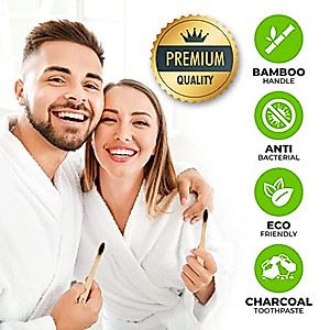 Activ-8 Activated Charcoal Toothpaste (100g) and Bamboo Toothbrush, Removes smoke and coffee stains, Vegan, Fluoride Free, Mint Flavour