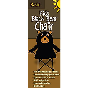 Wilcor Kids Folding Camp Chair with Cup Holder and Carry Bag - Black Bear