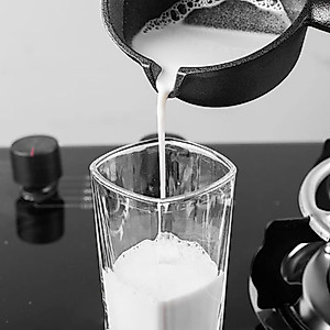 Ipetboom Cast Iron Pot, 1 Pc Butter Warme Iron Oil Heating Pot with Wooden Handle Coating Cookware Melting Pot