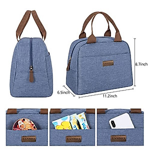 LANDICI Lunch Bag for Women Men Insulated Lunch Box Containers for Adult,Portable Lunchbox Reusable Small Cooler Lunch Tote Bags for Work Office Travel Picnic, Blue