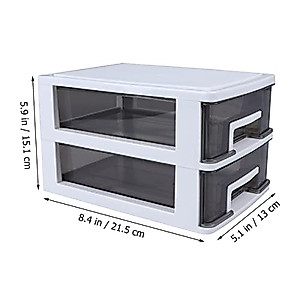 CLISPEED Plastic 2- Drawer Desktop Organizer Stackable Storage Drawers Dresser Storage Container Case Multi- Bin Storage Rack for Office Bedroom Bathroom Black