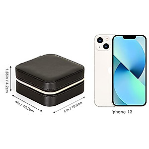 KAMIER Small Jewelry Boxes for Women | Portable Travel Jewelry Case | Wire Drawing Leather Jewelry Organizer Box for Earrings, Ring, Necklaces(Black)