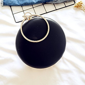 missfiona Womens Round Clutch Circle Evening Handbag Jeweled Top Handle Party Bag(Black Gold)