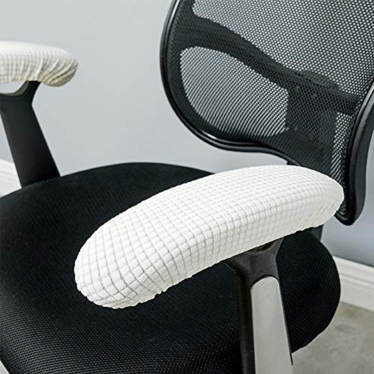 GEZICHTA Chair Arm Pad Covers Overs,Elasticity Office Computer Chair Arm Slipcover,Removable Washable Office Chair Armrest Covers Pads for Swivel Office Gaming Chair Wheelchair,Black, free size