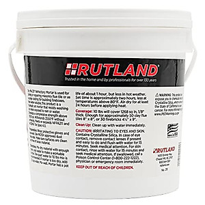 Rutland Dry Mix 211 Refractory Mortar, Masonry & Fire Brick Cement, No Heat Cure Required, Dark Gray, 2550F, 10 lb Pail
