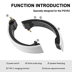 Aukuoy Half Round Helmet Stereo Headphone Replacement Compatible with PSVR2, PSVR2 Accessories Adjustable Design Portable Mini Speaker Connects Directly to PSVR2