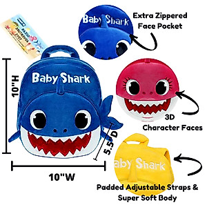 Q&M Novelties Baby Shark Toddler Mini Backpack Plush Toy (Pink - Mommy Shark)