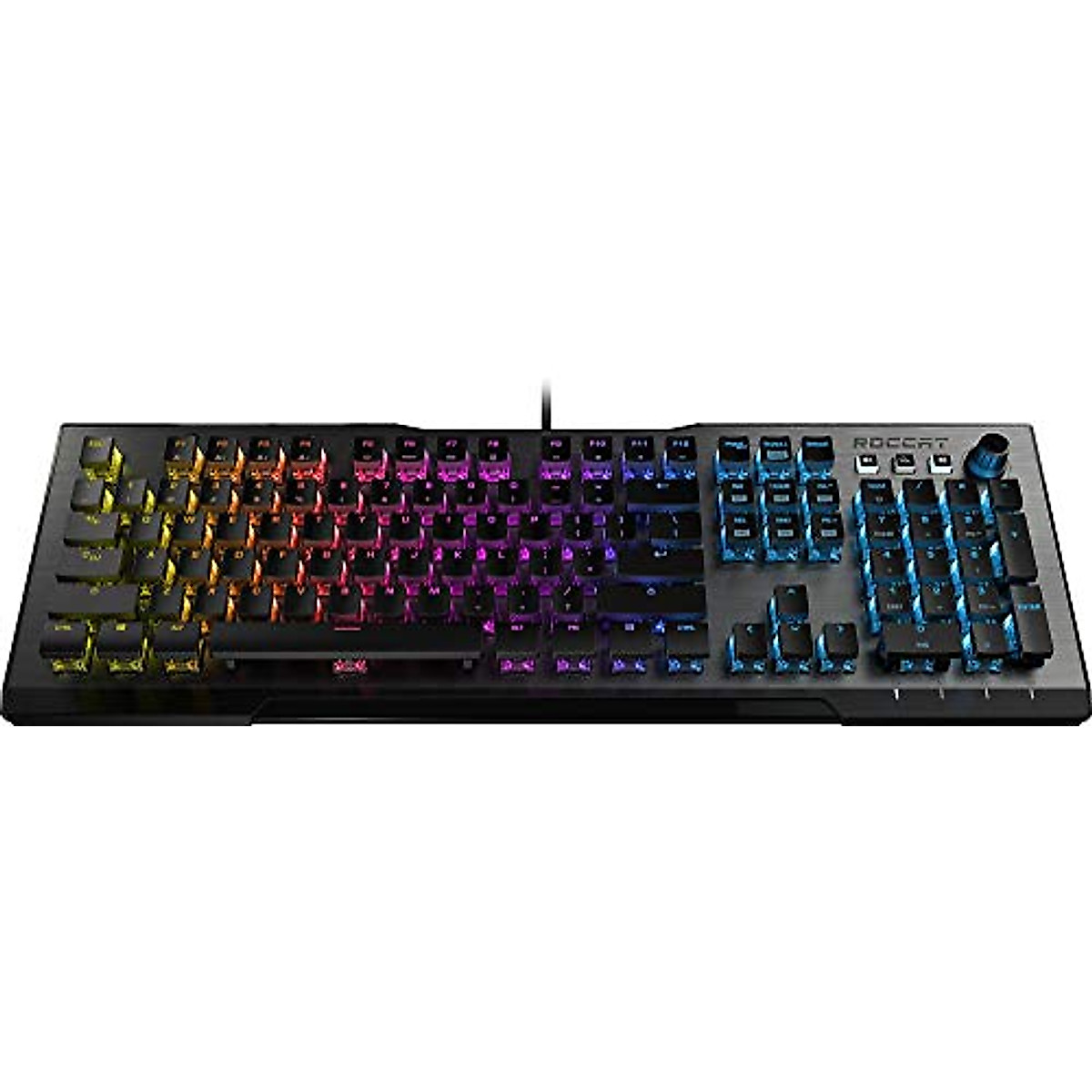 ROCCAT Vulcan 100 AIMO Mechanical PC Gaming Keyboard, RGB Lighting, Silent, Per Key LED Illumination, Brown Switches, Aluminum Top Plate, Silver