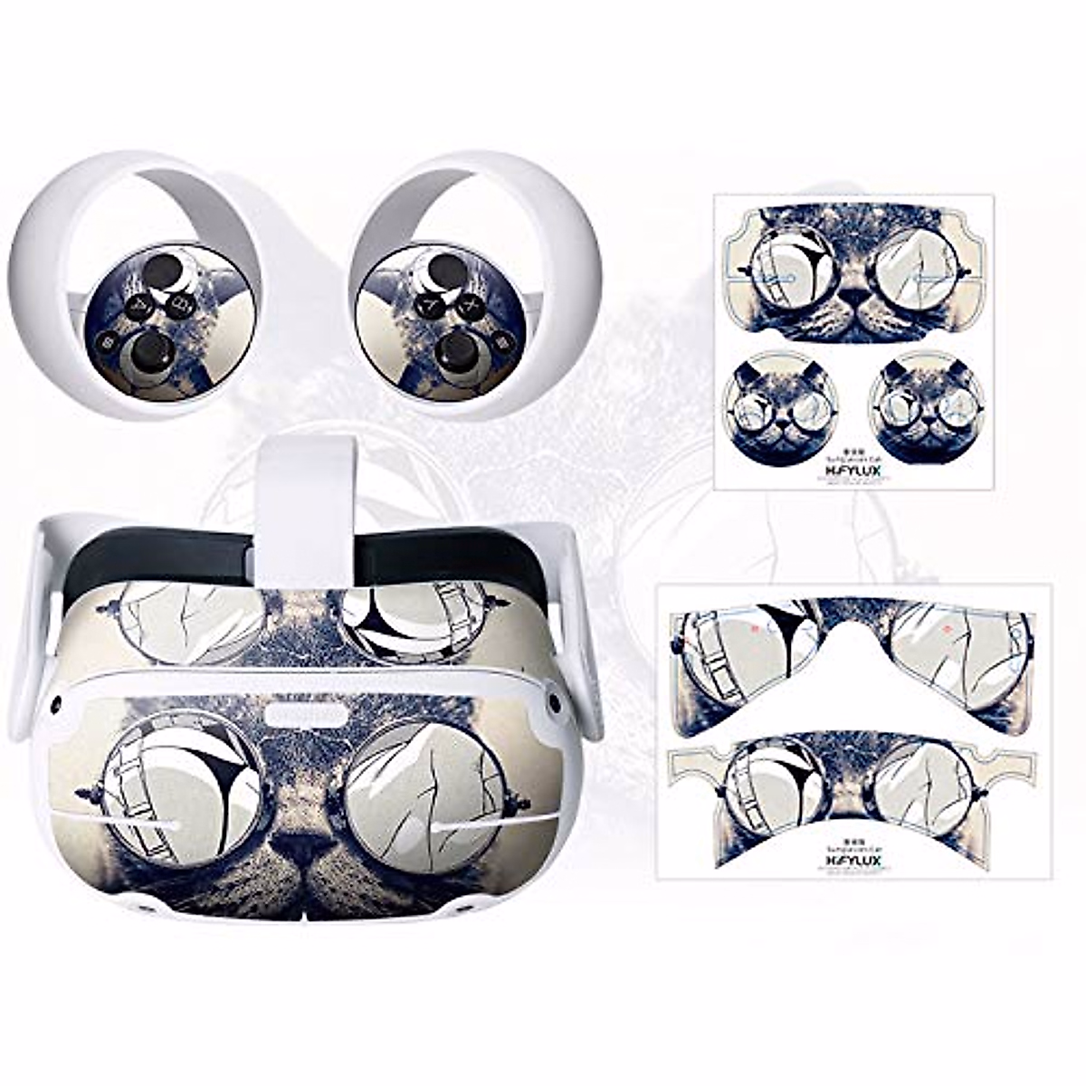 FAMKIT Sticker for VR Headset PVC Stickers Fingerprint-Proof Vinyl Decal Cover for Oculus Quest 2 VR Headset Parts