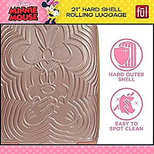 FUL Disney Minnie Mouse 21 Inch Rolling Luggage, Molded Hardshell Carry On Suitcase with Wheels, Rose Gold (FCFL0104-661)