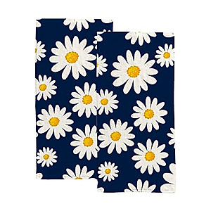 Hand Towel 2 Pack Fingertip Towel Face Towel Small Daisy Floral Flowers Country Garden Kitchen Tea Bar Dish Cloths Absorbent Dry Shower Towel