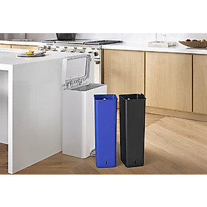 Kohler Step Trash Can, 11 Gallon Dual Compartment, White with Stainless Steel