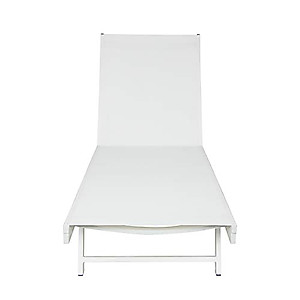 Christopher Knight Home Simon Outdoor Aluminum and Mesh Chaise Lounge, White/White
