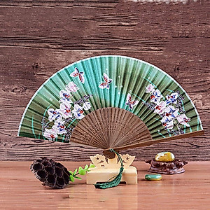 Handmade Folding Fan Folding Fan, Hand-held Fan,Chinese Style Silk Folding Classical Bamboo Fan with Portable Fan Craft Folding Fan Gift Fan Handheld Fan