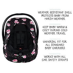 The Peanutshell Car Seat Cover for Baby Girls,Floral Rose, Winter Carseat Canopy Car Seat Cover