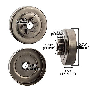 ANCIRS 3/8 6T Clutch Drum Sprocket Washer E-Clip Kit for STIHL Chainsaw MS170 MS180 MS210 MS230 MS250 017 018 021 023 025 1123 640 2003