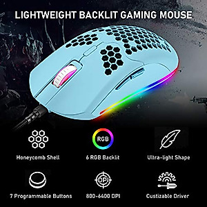 60 Percent Mechanical Gaming Keyboard Blue Switch 68 Keys Wired RGB 18 Backlit Effects,Lightweight Gaming Mouse 6400 DPI,Mousepad for Gamers,Typists(Blue)