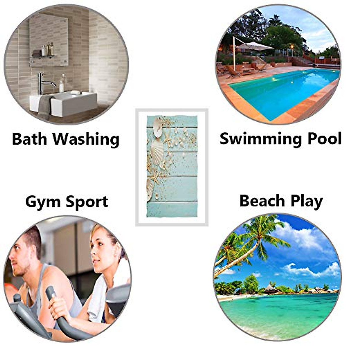 SUABO Seashells Hand Towel Dish Towels Cotton Face Towel 30x15 inch Gym Yoga Towels for Bath Decor