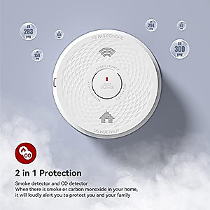 Siterlink Hardwired Interconnected Smoke Detector Carbon Monoxide Detector Combo, 2 in 1 Smoke and CO Detector with 2 AA Batteries Back Up, AC Smoke and CO Alarm, Voice Alert, Self-Check, 6 Pack