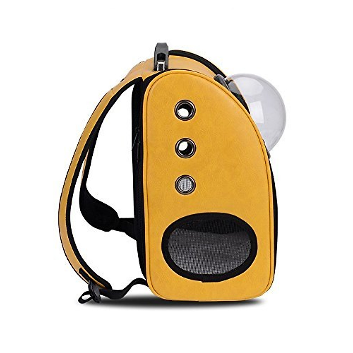 WowowMeow Pet Leather Carrier Bag Traveler Bubble Backpack for Cat Puppy (Yellow)