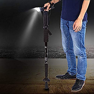 capus Aluminum Trekking Poles T-Handle Anti-Shock Telescopic Walking Cane Hiking Sticks with LED Light (Black)