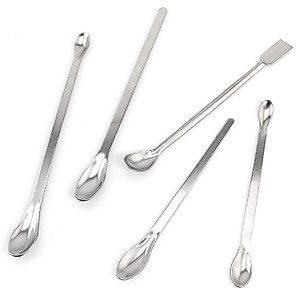 Longdex Reagent Spoon 5PCS 304 Stainless Steel Micro Scoop Lab Sampling Spoon Lab Spatulas Scoop