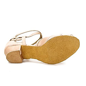 TTdancewear Dance Shoes for Women Low Heel Ballroom Dance Shoes Salsa Latin Practice Dancing Shoes Cuban Heels 1.5"(7.5,Nude)