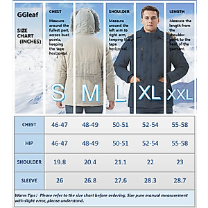 GGleaf Men's Winter Parka Jacket Hooded Thickened Padded Heavyweight Warm Coat with Detachable Fur Hood Navy XL