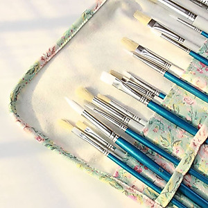 Funny live Paint Brush Holder Art Supplies, Artist Brush Holder & Storage Organizer Roll-Up Case Bag, Protect Acrylic Oil Watercolor Paintbrushes (Pink Rose 20 Slot Pockets)