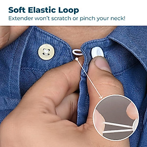 Premium 3-Pack of Collar Extenders (White Buttons) for Men and Women - Magic Extension for Shirts of All Kinds, Soft & Elastic Design - Button Extender for Dress Shirts - Neck Button Extender