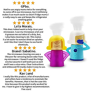 Abnaok Angry Mom Microwave Cleaner and Chilly Mama Fridge Deodoriser 2PCS Easily Clean in Minutes for Home or Office with English Manual