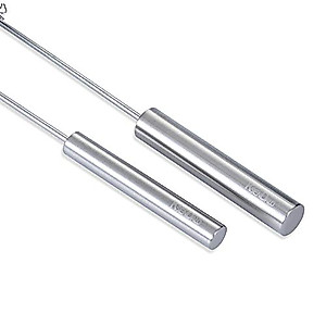 KSENDALO Push Whisk Set(12inch & 14inch) Stainless Steel Easy Whisk for Mixing Milk and Other Liquids, Automatic Whisk Push Saves Much Energy, Silver