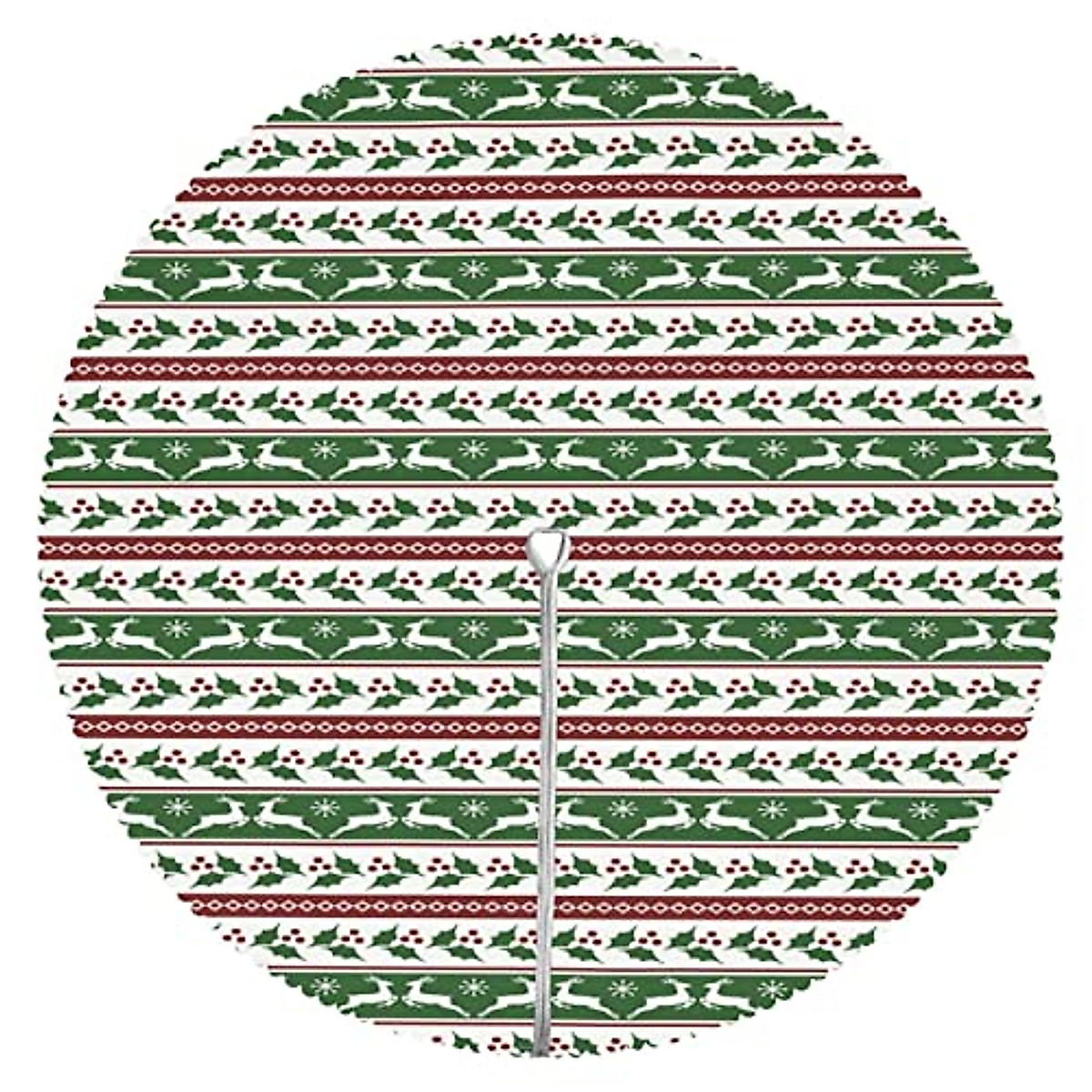 Christmas Pattern round outdoor tablecloth,Round Tablecloth with Umbrella Hole and Zipper for Patio Garden,Waterproof Spill-Proof,for umbrella table Patio Garden(52" Round,Dark Green Burgundy White)