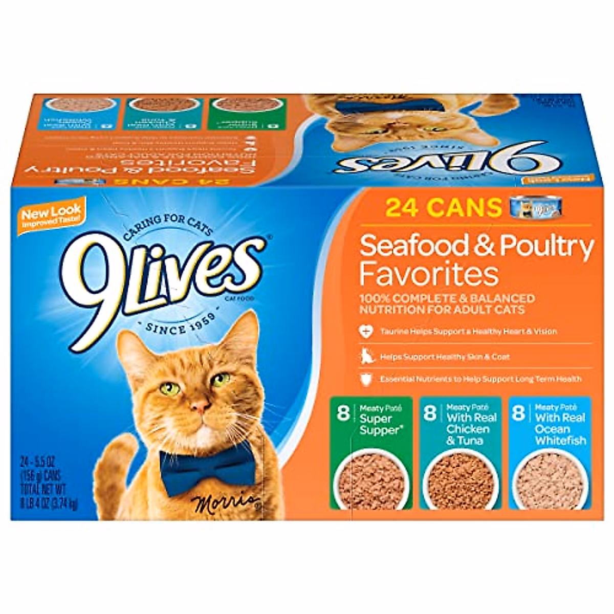 9Lives Seafood & Poultry Favorites Wet Cat Food Variety 5.5 Ounce (24 Pack)