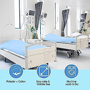 Moukeren 6 Pcs Hospital Bed Sheet Fitted Hospital Bed Sheets 36 x 84 x 14 with Hospital Bed Sheets and Pillow Cases Elastic All Around for Home, Massage Table, Hotel, Hospital (Blue)