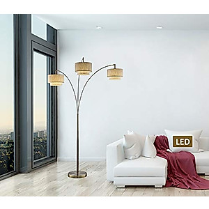 Artiva USA Lumiere III 83" Double Shade LED Arched Floor Lamp with Dimmer