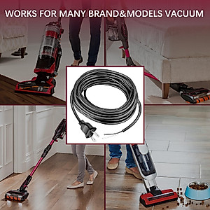 HASMX 30 Feet Long 17 Guage 2-Prong Replacement Power Supply Cord Cable for Shark, All Upright Eureka, Sanitaire, Bissell Vacuums Vacuum Cleaner Power Cord - Black Color, 1 Pack