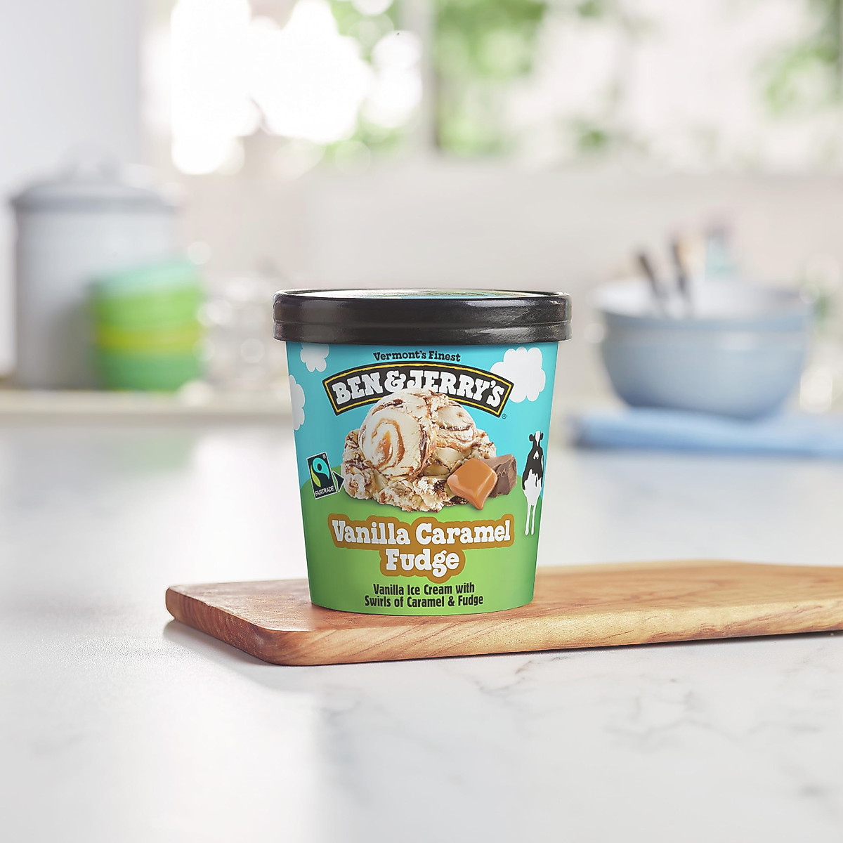 Ben & Jerry's Vanilla Caramel Fudge Ice Cream Pint Non-GMO 16 oz