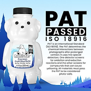Bearly Art Precision Craft Glue 11fl oz Refill - Archival Acid Free - Dries Clear - Wrinkle Resistant - Flexible and Crack Resistant - Strong Hold Designed Tough - Made in USA