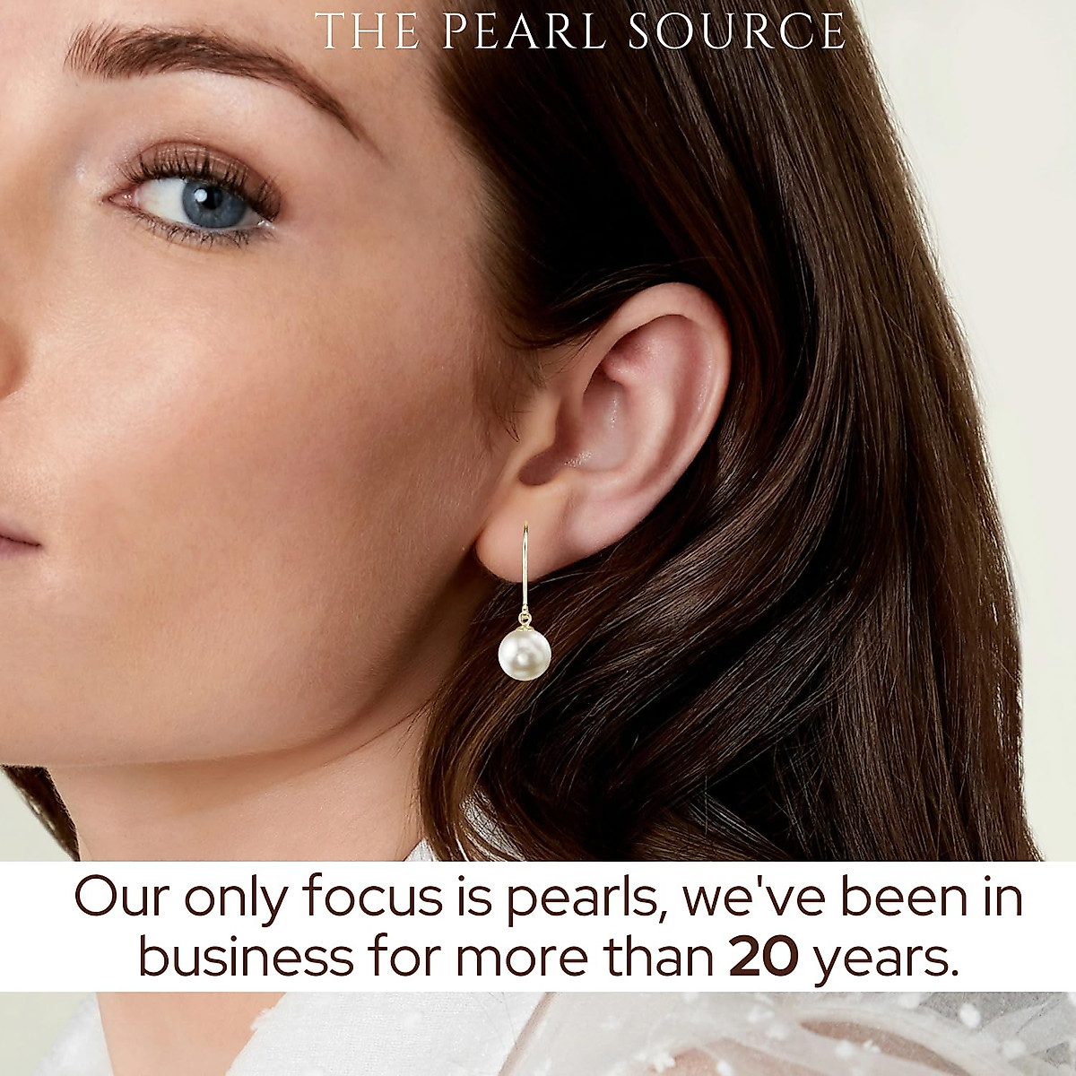 THE PEARL SOURCE 8.5-9.0mm White Japanese Akoya Real Pearl Earrings for Women - 14k Gold Leverback Earrings | Hypoallergenic Earrings with Genuine Cultured Pearls