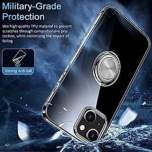 Guuboly Crystal Clear Designed for iPhone 13 Mini Case with Ring Holder Kickstand Soft Transparent Silicone Flexible Shockproof TPU Cover Protective Phone Case Slim Thin, 5.4 inch