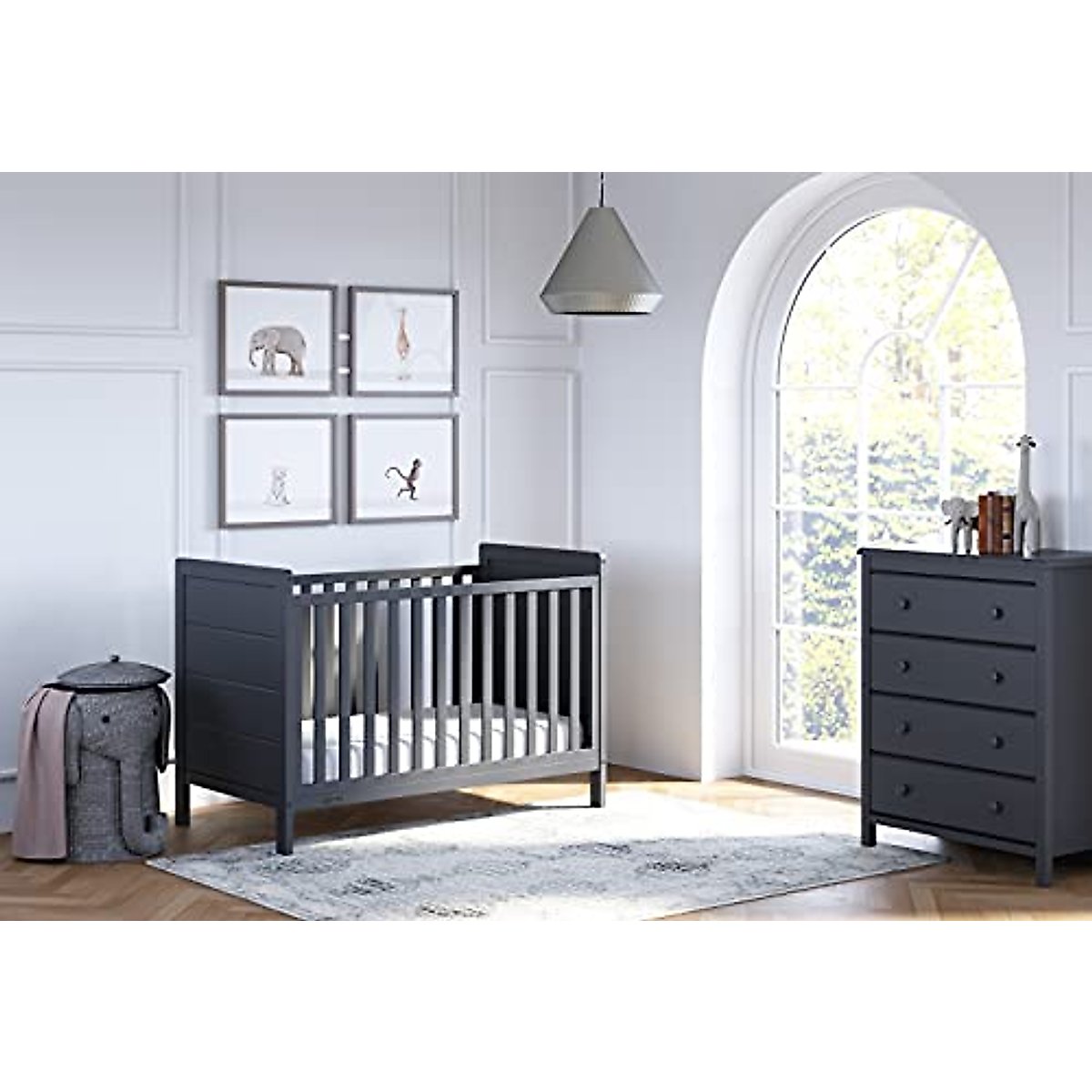 Storkcraft Nestling 3-in-1 Convertible Crib (Gray) - Easily Converts to Toddler Bed and Daybed, Planked End Panels for Transitional Style