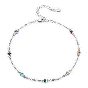 MEDWISE Chakra ankle Bracelet Sterling Silver Chakra Anklet Sterling Silver 7 Chakra Summer Beach Anklet Bracelet Link Hot Wife Ankle Bracelet Birthday Christmas Gifts for Women Wife Girlfriend