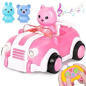 Wrystte Remote Control Car for Girls,Toys for 2 3 4 5 6 7 Year Old Girls,Toy Cars for Girls Age 3+,Fast My First Mini RC Car for Kids with Light & Music Christmas Birthday Gifts for Toddler Girls Pink