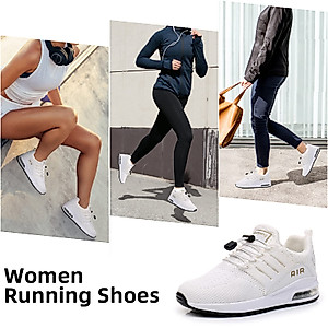 BOGOVER Womens Lightweight Air Running Shoes, Breathable Gym Jogging Running Tennis Sneakers with Air Cushion,No Tieg White 10