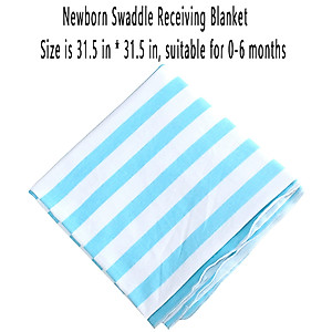 3pcs Set Baby Sleeper Gown, Newborn Swaddle Receiving Blankets and Hat, Infant Shower Gift for Little Brother 0-6 Months WB1 Blue