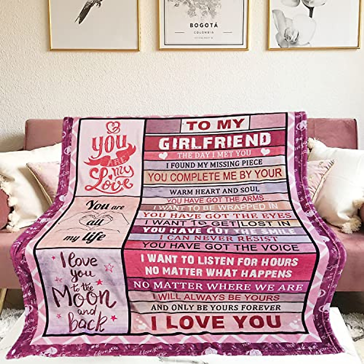 to My Girlfriend Blanket, Valentine's Day Gifts for Girlfriend, Girlfriend Birthday Gifts, Romantic Gifts for Her Girlfriend, Girlfriend Gifts, Soft Flannel Throw Blankets 50"x60"