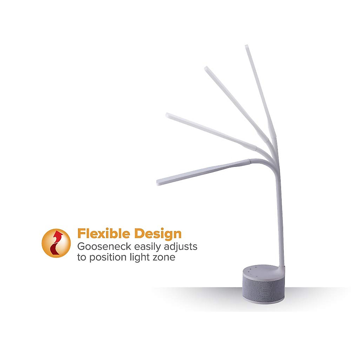 Bostitch LED Dimmable Desk Lamp with Bluetooth Speaker & USB Port, Energy Efficient, 5.5W, Natural Daylight, White (VLED1817WHITE-BOS)